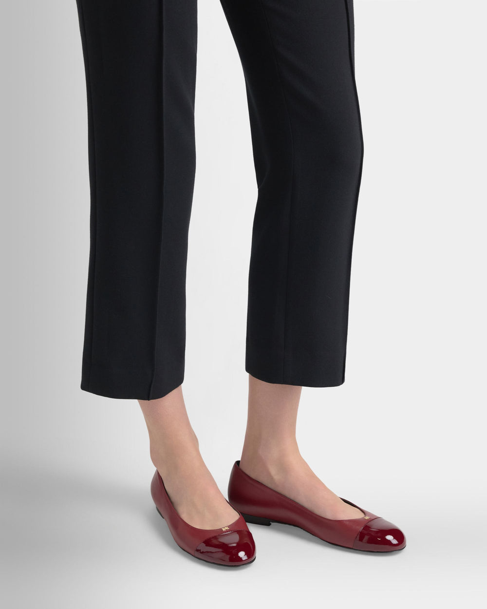 Women's Burgundy Ballet Flat in Burgundy Leather | Bally Global