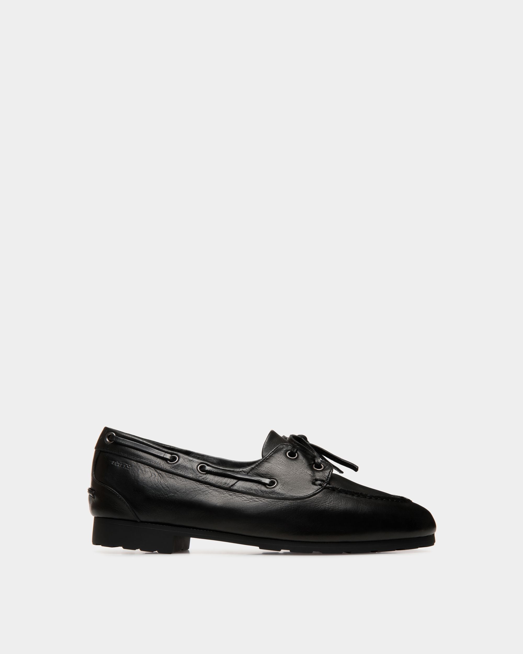 Women's Black Plume Mocassin In Black Leather | Bally Global