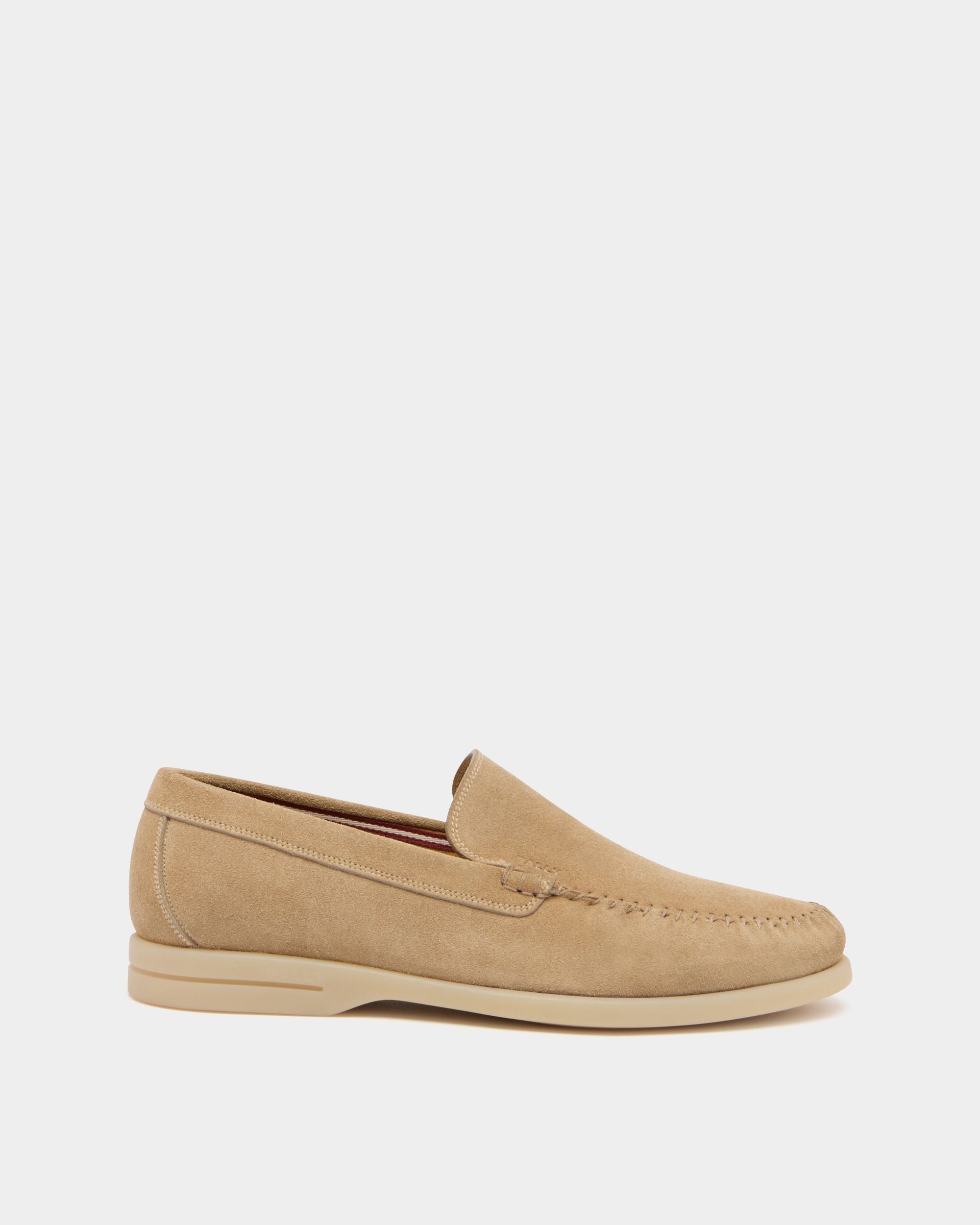 Women's Beige Switz Moc Loafer in Light Beige Suede | Bally Global