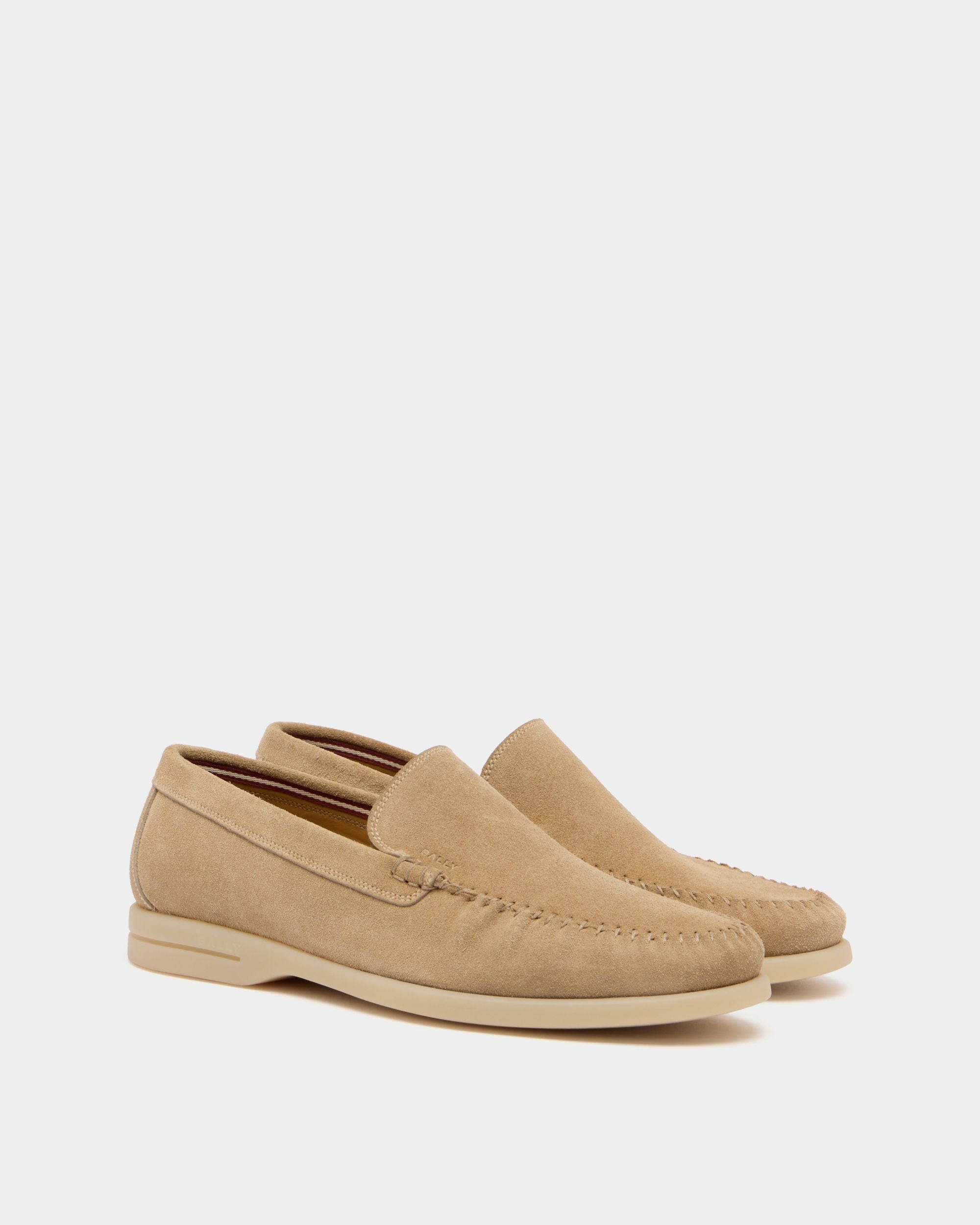 Women's Beige Switz Moc Loafer in Light Beige Suede | Bally Global US