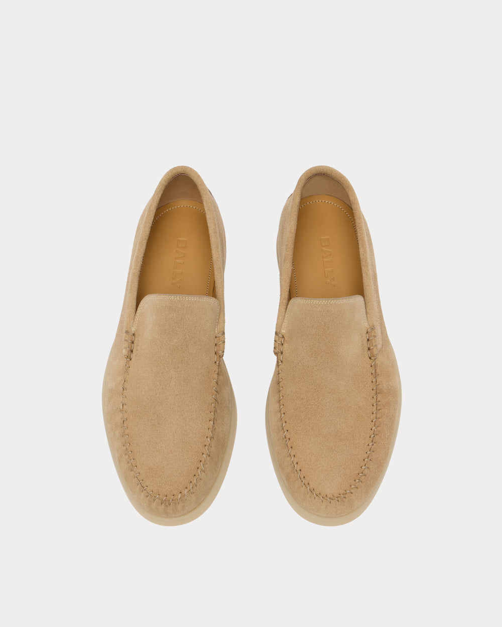 Women's Beige Switz Moc Loafer in Light Beige Suede | Bally Global US