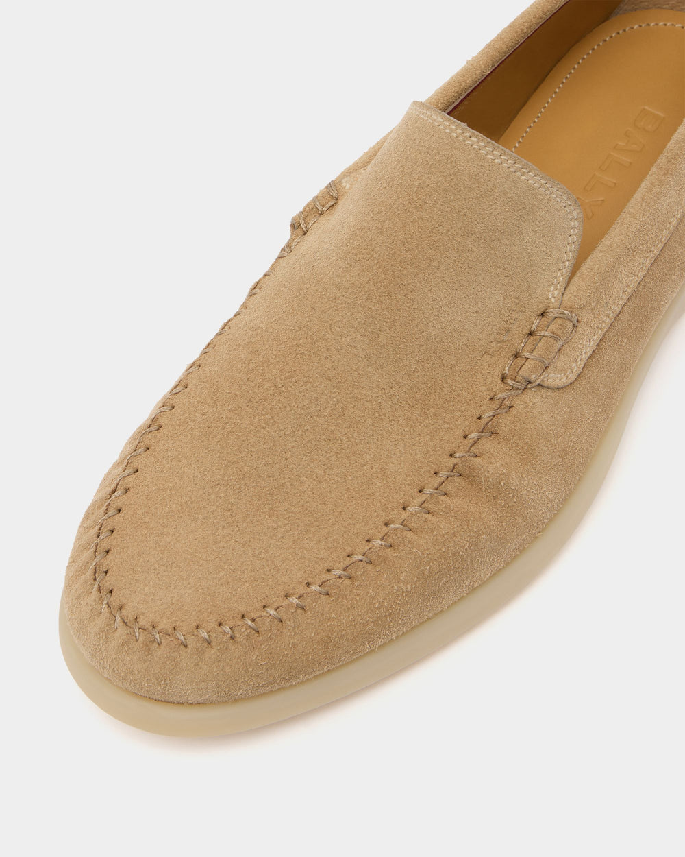 Women's Beige Switz Moc Loafer in Light Beige Suede | Bally Global US