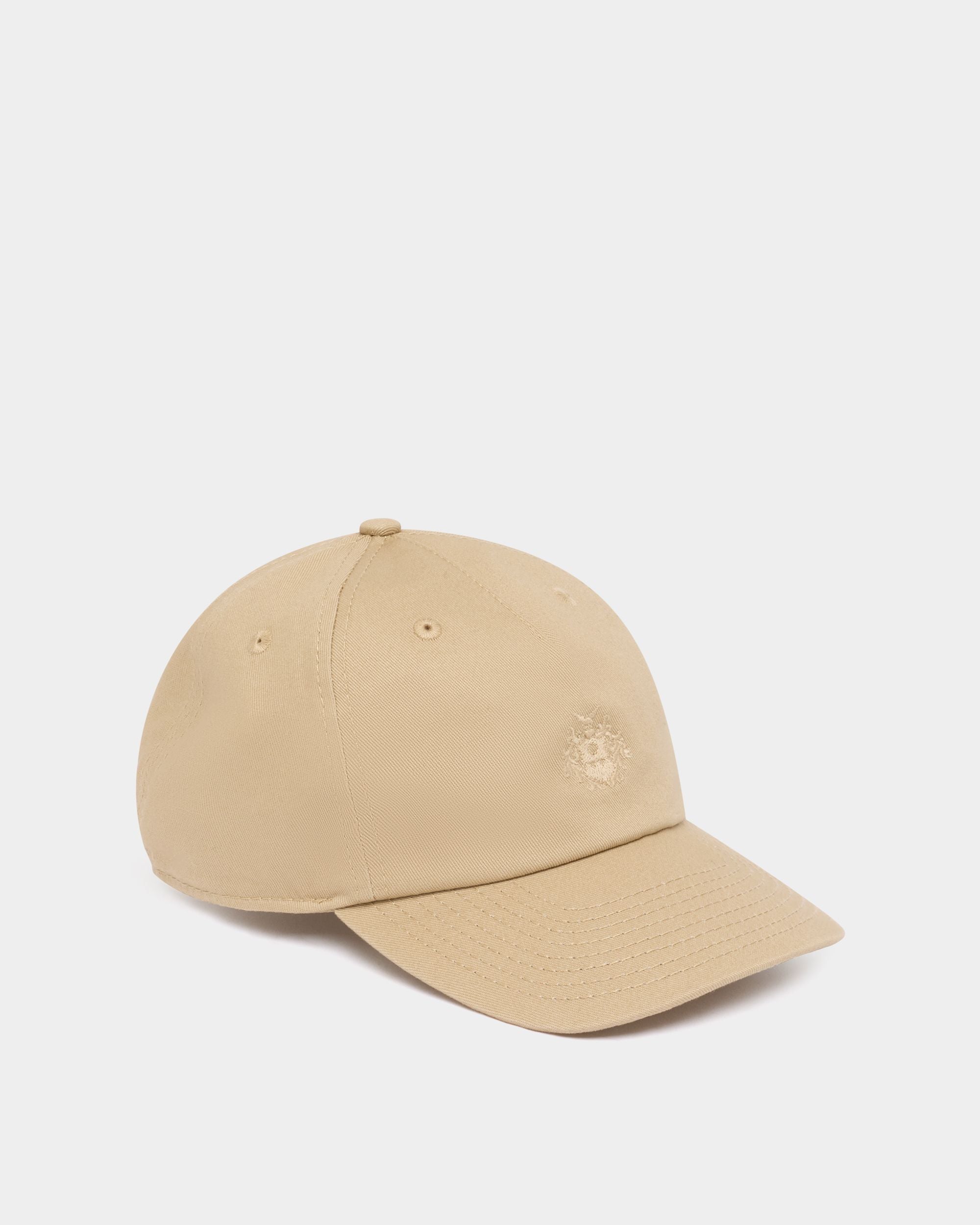 Women's Beige Baseball Hat in Light Beige Cotton With a Bally Crest ...
