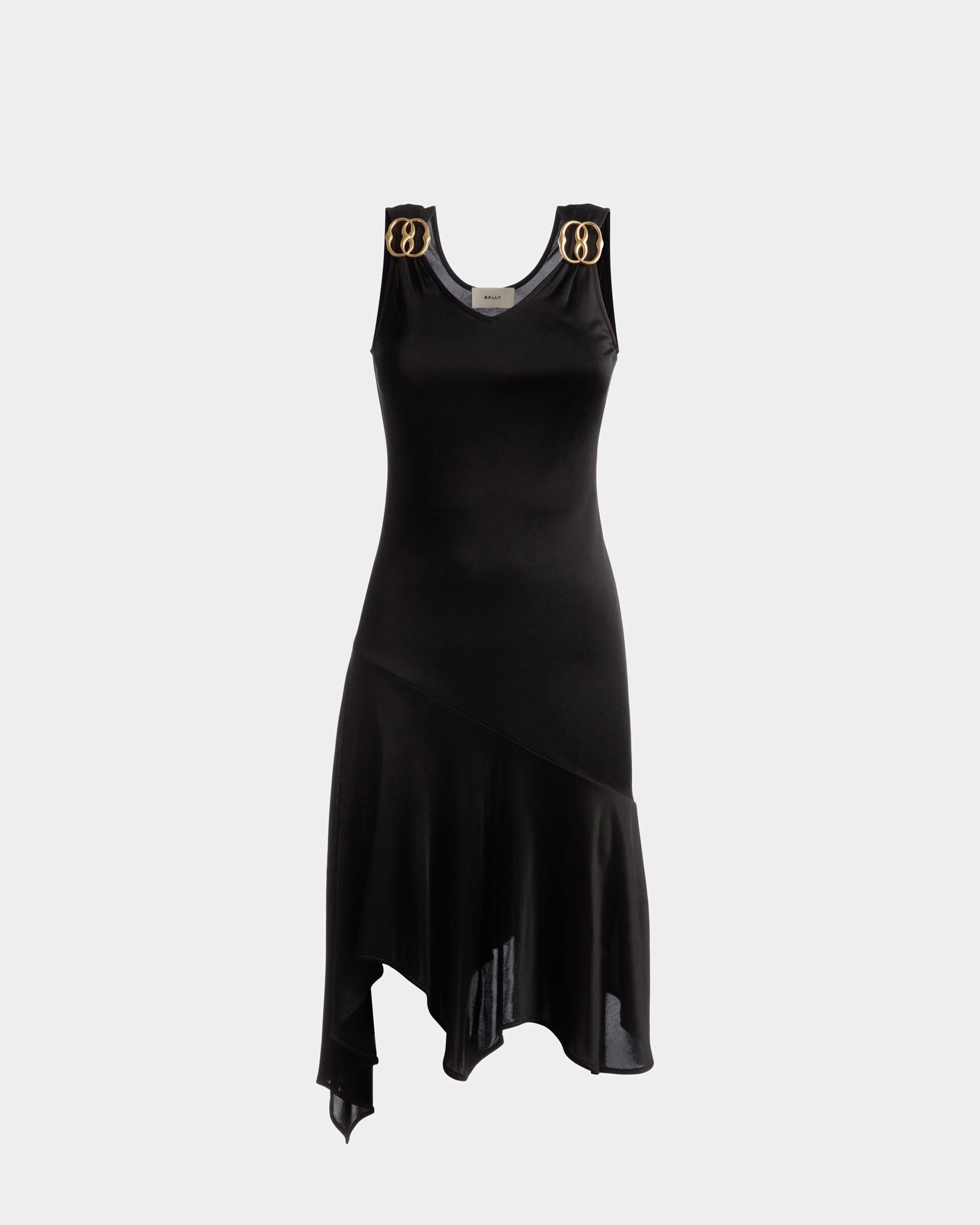Women's Black Asymmetric Dress In Black Viscose Mix | Bally Global US