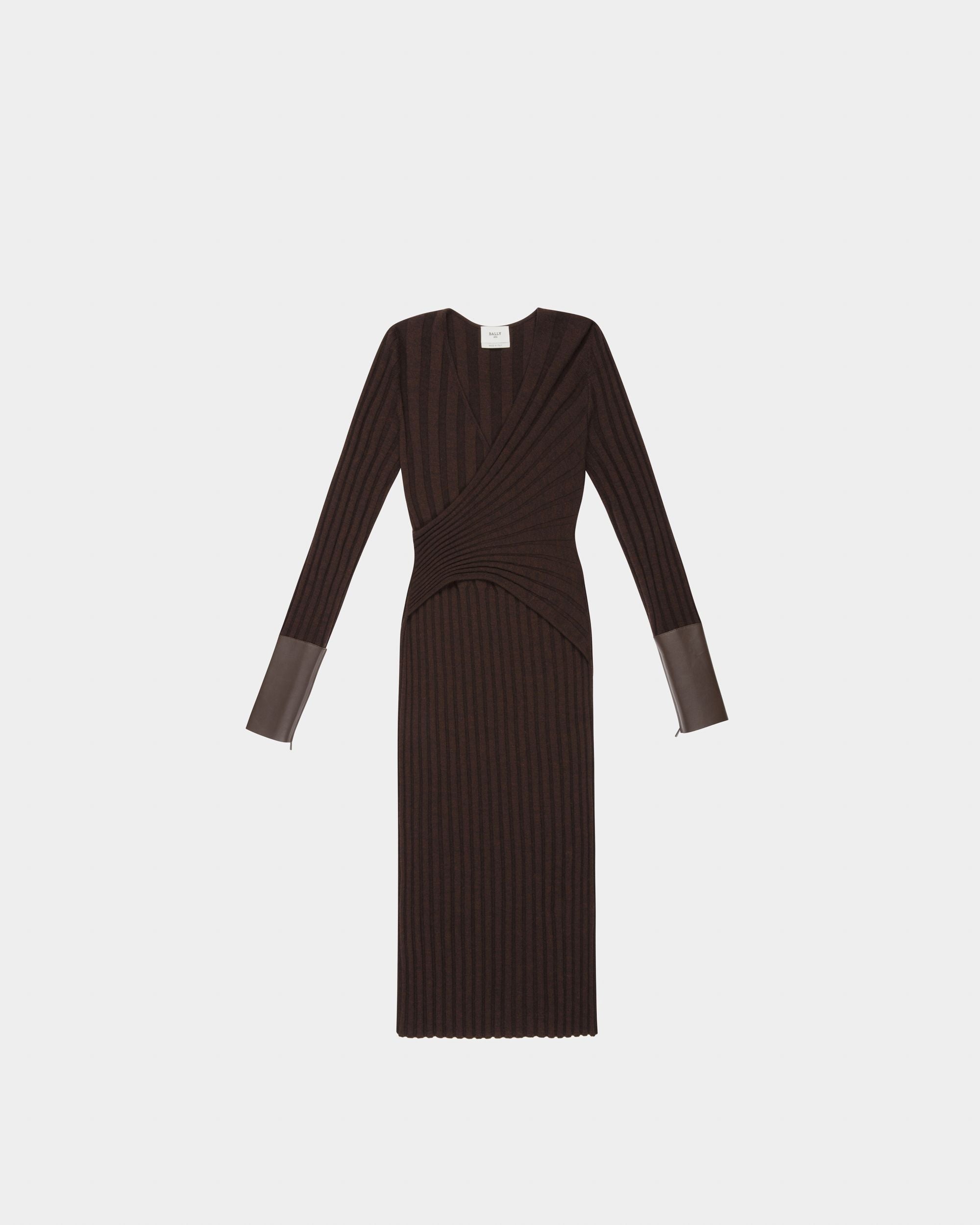 Women's Brown Wool And Cashmere Mix Dress In Ebony Brown | Bally Global