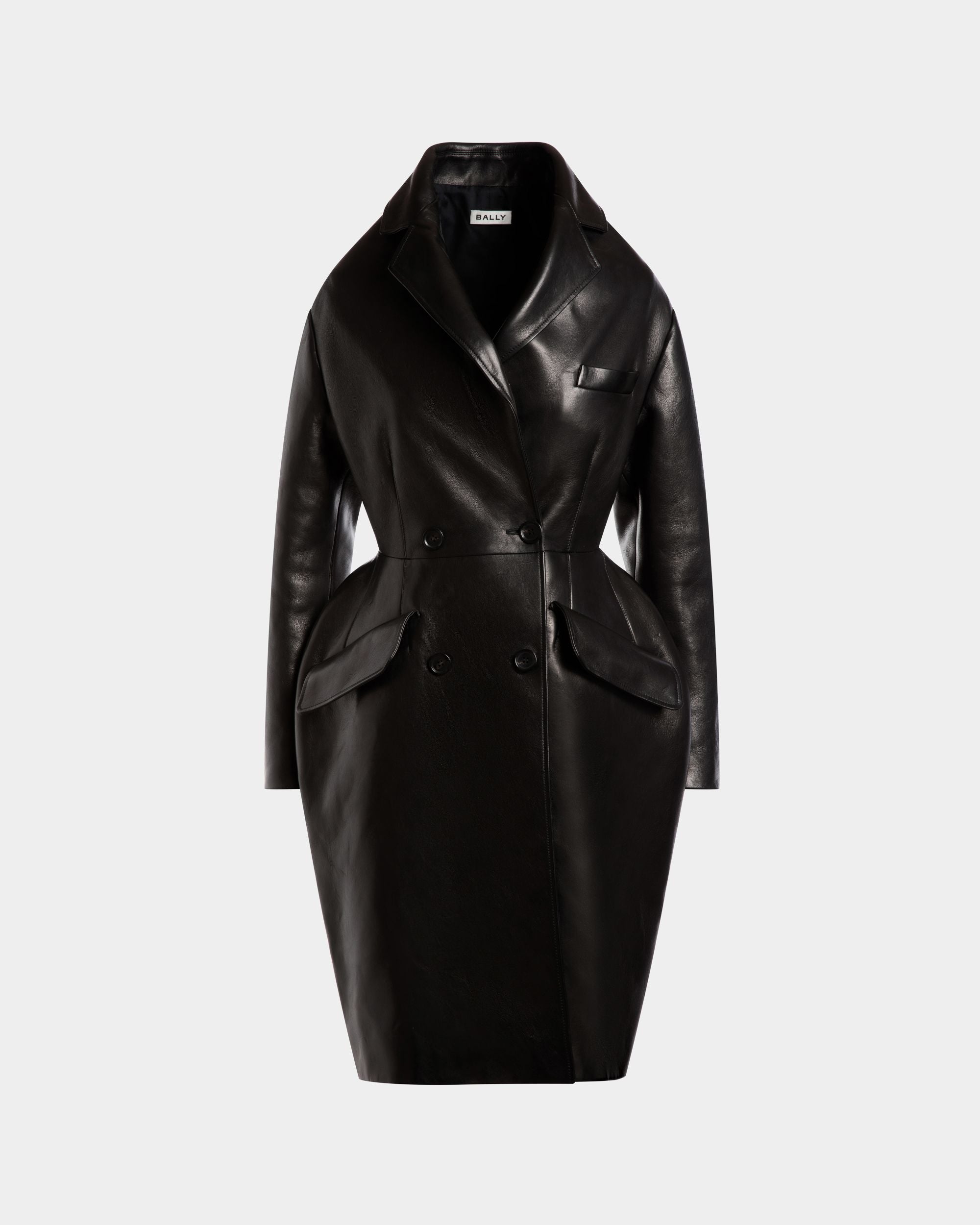 Women's Black Coat in Black Leather | Bally Global