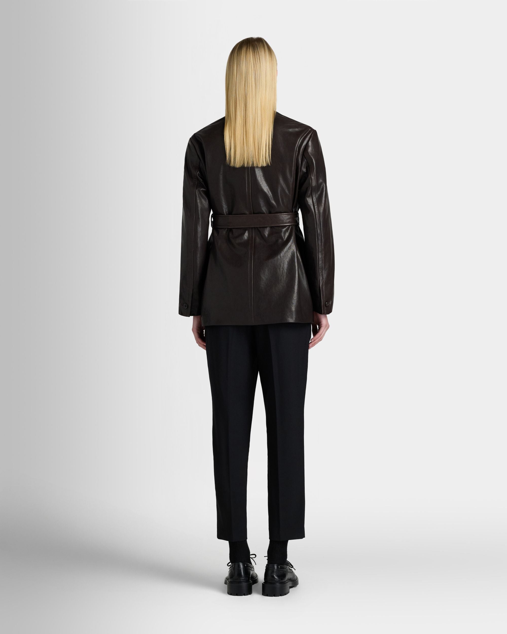 Women's Brown Belted Jacket in Brown Leather | Bally Global