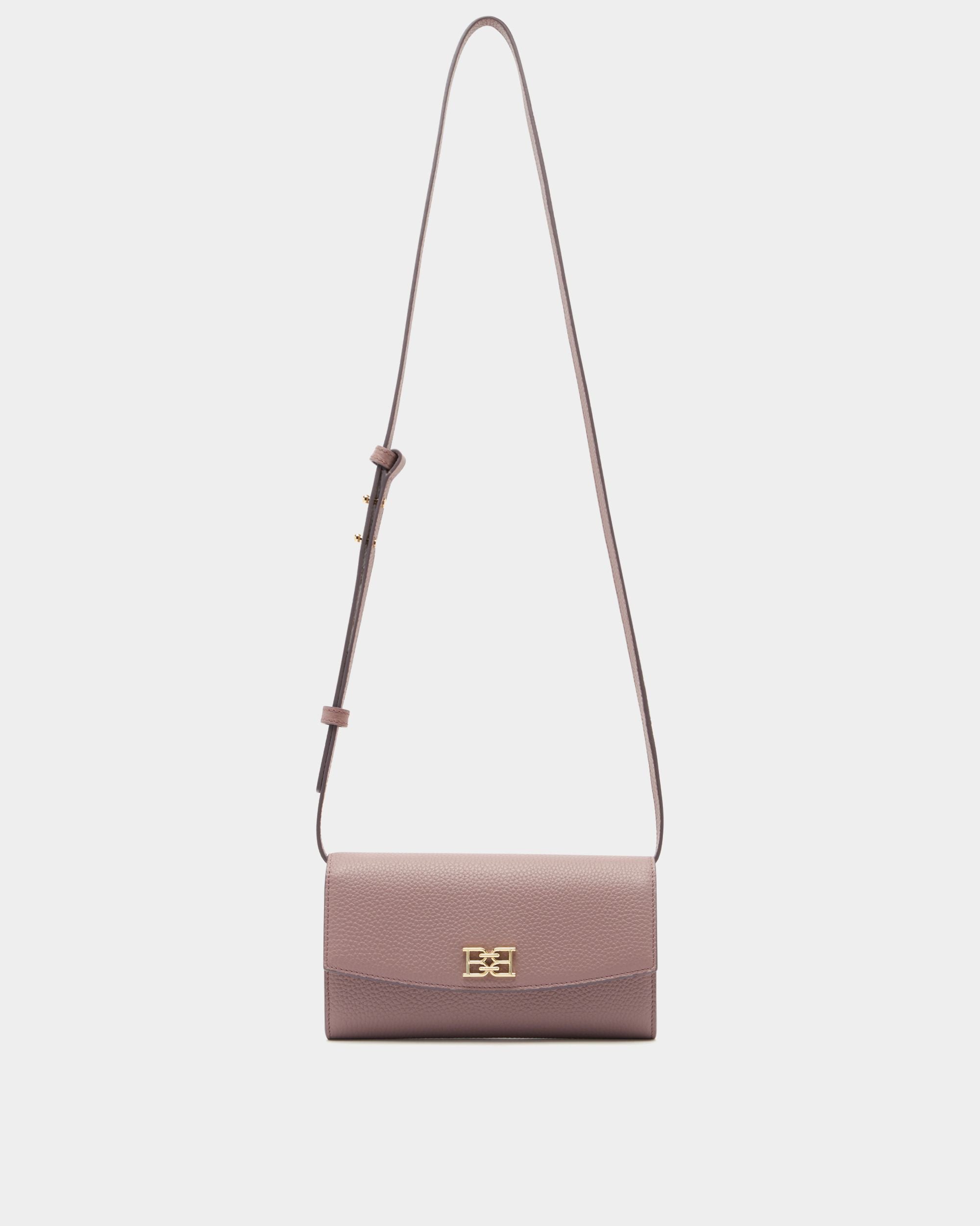 Women's Pink Phone Wallet in Light Mauve Grained Leather | Bally Global US