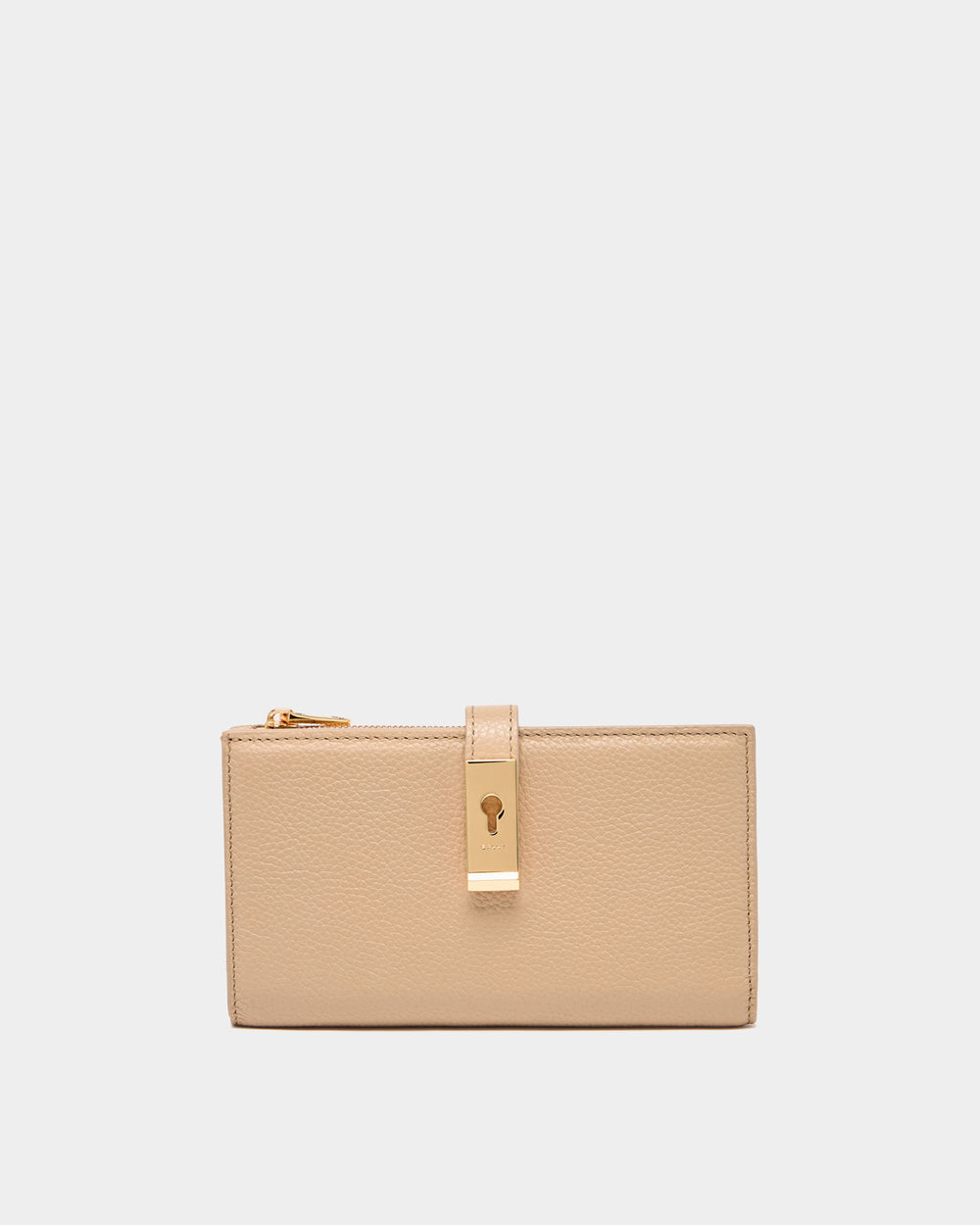 Women's Beige Lock Me Long Wallet in Light Beige Grained Leather ...