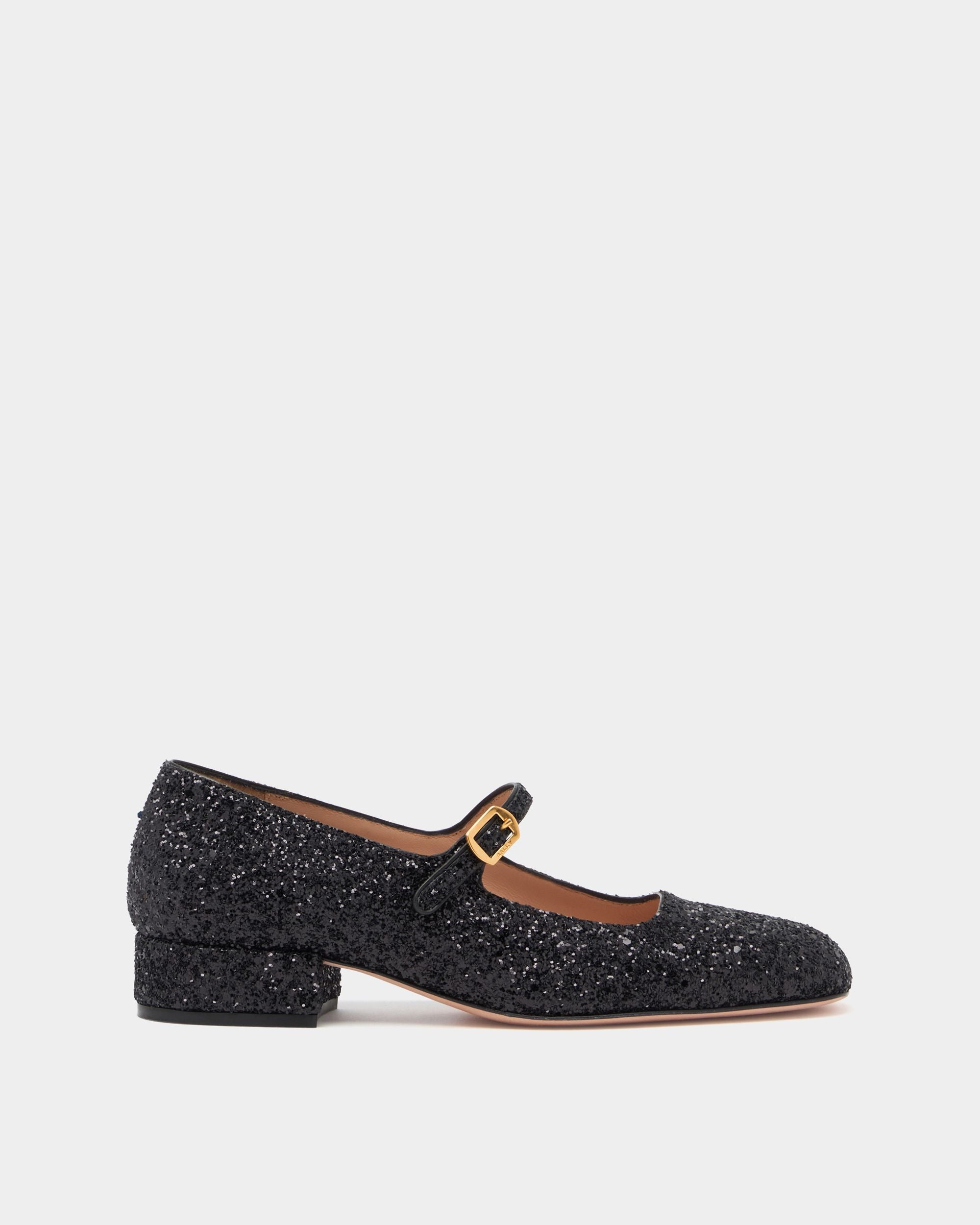Women's Black Ballyrina Pump in Black Glitter | Bally Global US