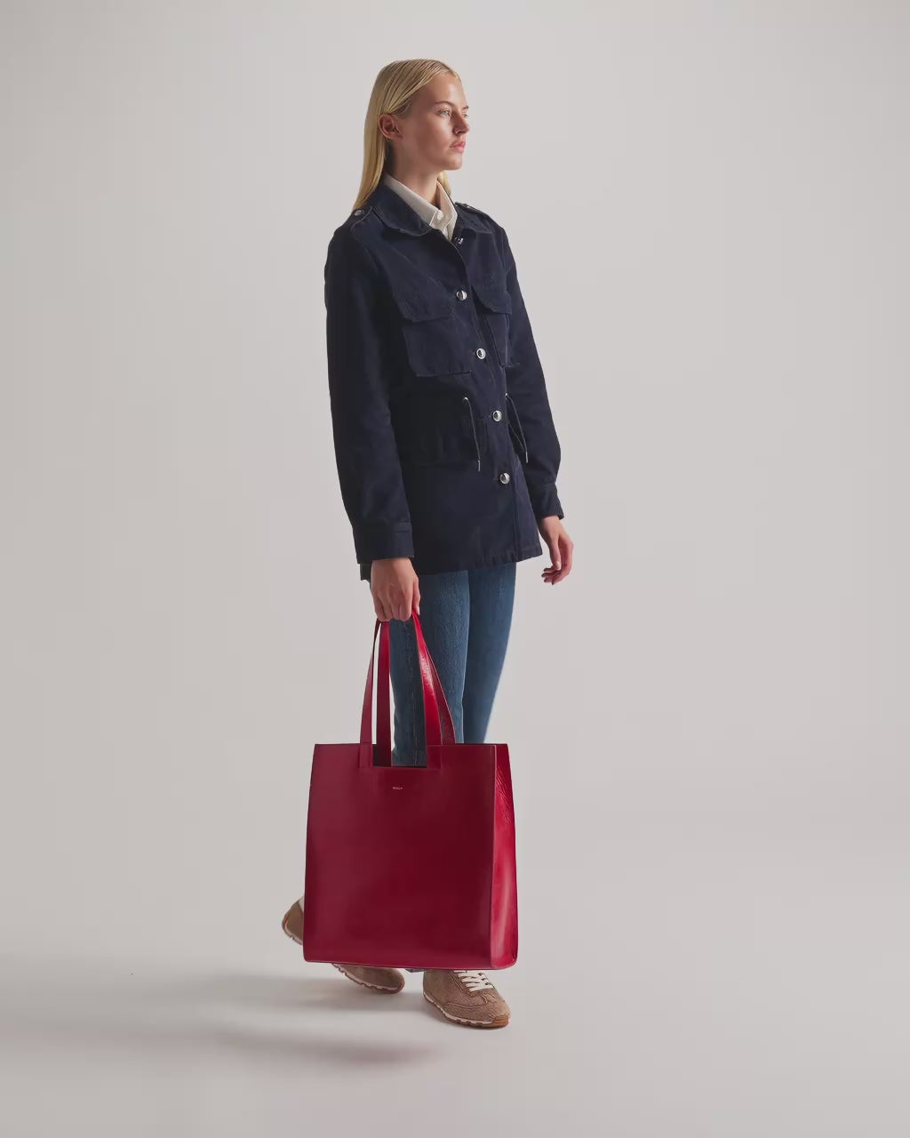 Women's Red Easy Bally Tote Bag in Red Leather | Bally Global US