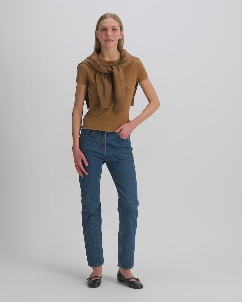 Women's Beige Knit Top in Camel Cotton And Silk | Bally Global