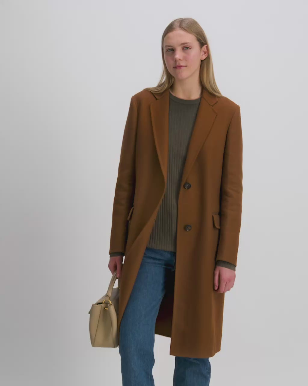 Women's Beige Lock Me Small Top Handle Bag In Light Beige Grained ...